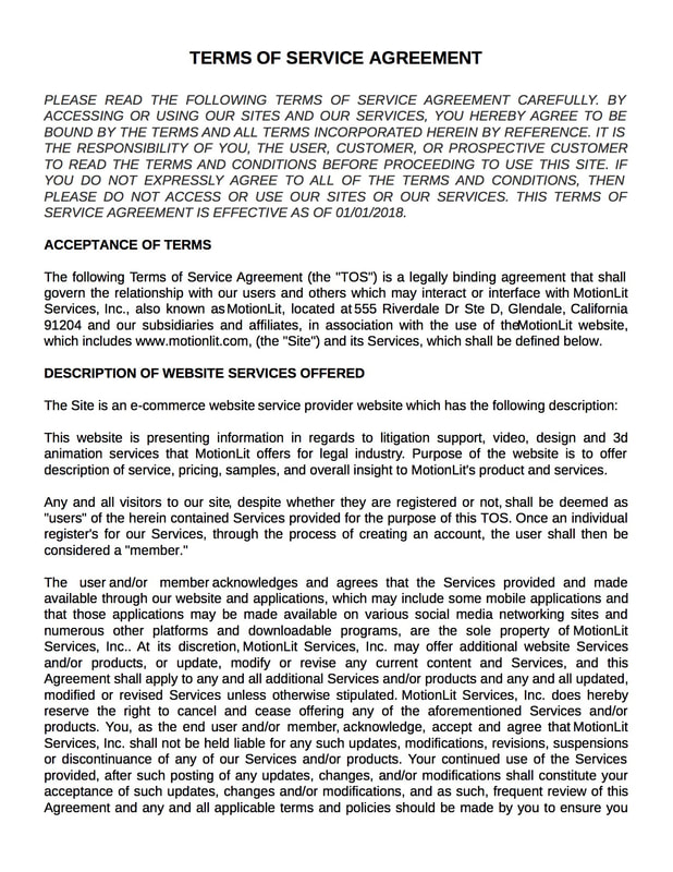 Terms of Service - MotionLit
